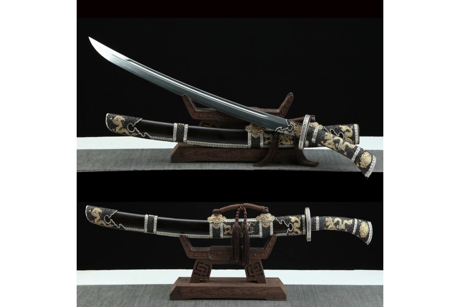 Chinese Dao Sword Three Colors Copper Folded Pattern Steel Full Tang ...