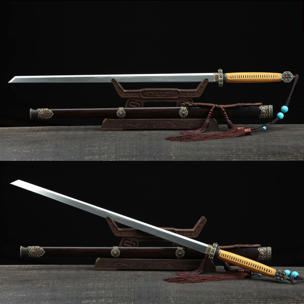 Chinese Tang Dao Sword - Pattern Welded Folded Steel Blade & Clay ...