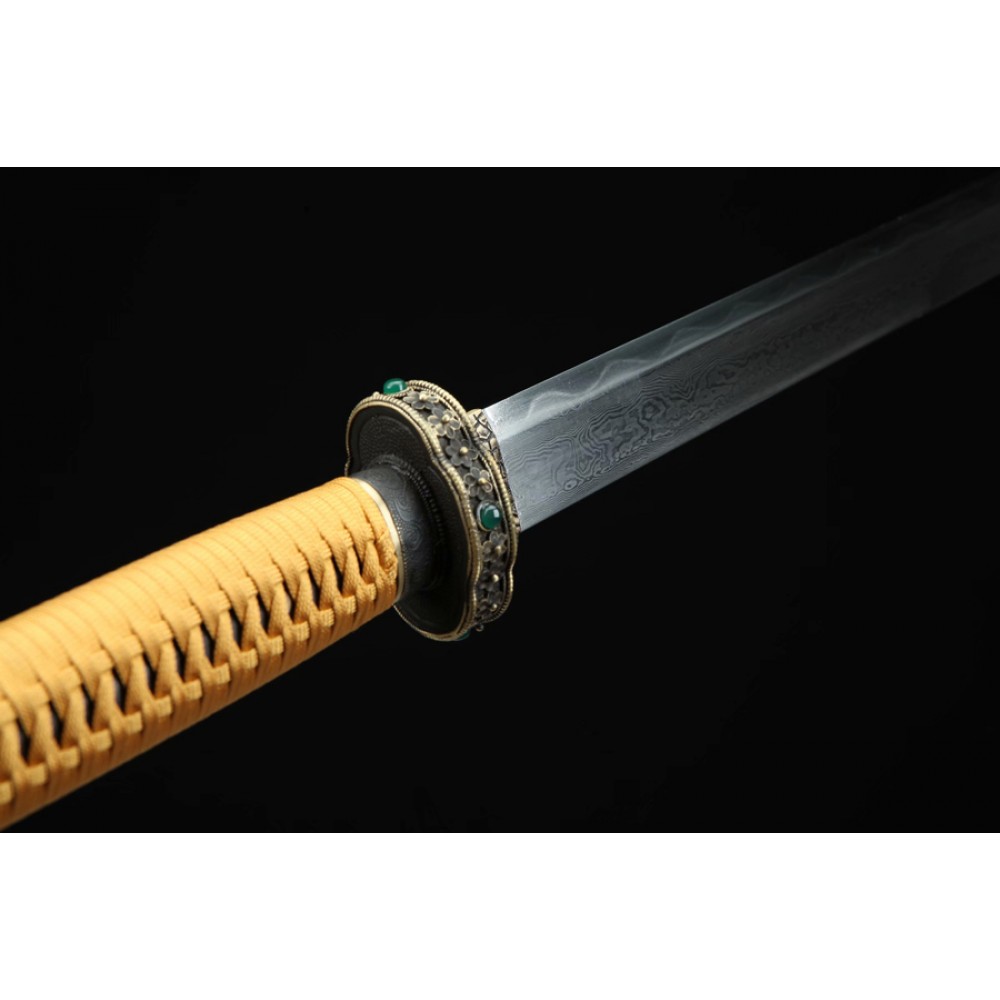 Chinese Tang Dao Sword - Pattern Welded Folded Steel Blade & Clay ...