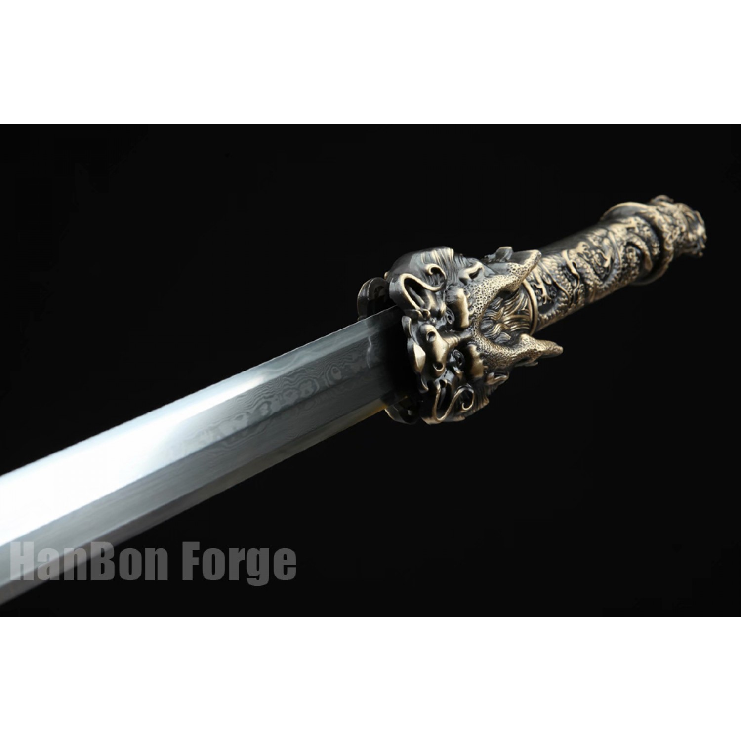 Chinese Sword Longwang Jian Hand Forged Folded Pattern Steel Blade Clay ...