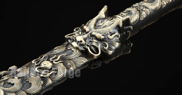 Chinese Sword Longwang Jian Hand Forged Folded Pattern Steel Blade Clay ...