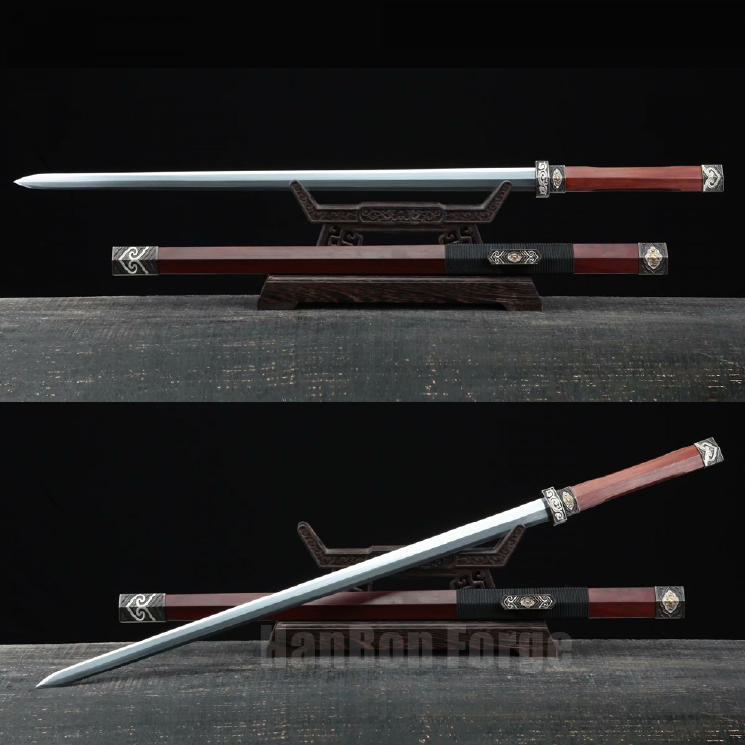 Chinese Sword Qin Dynasty Jian Hand Forged Pattern Steel Blade Copper ...