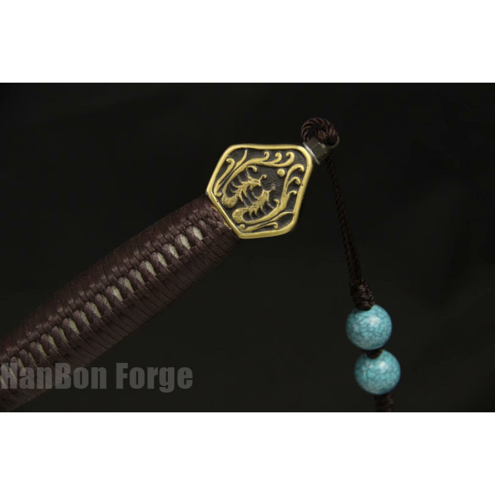 Chinese Sword Double Fishes Jian Pattern Steel Clay Tempered Fully ...