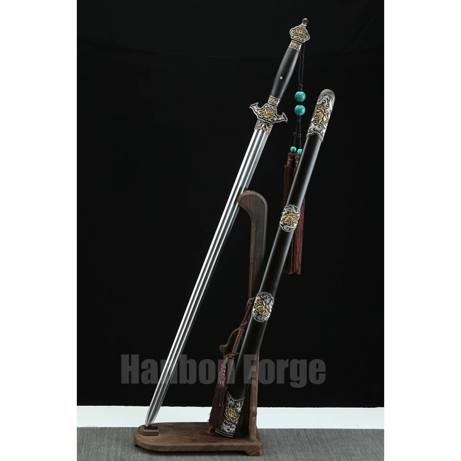 Chinese Sword Mudan Jian Hand Forged Folded Pattern Steel Clay Tempered ...