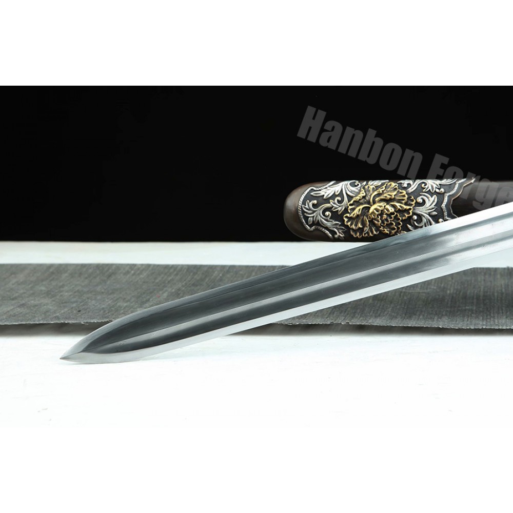 Chinese Sword Mudan Jian Hand Forged Folded Pattern Steel Clay Tempered ...