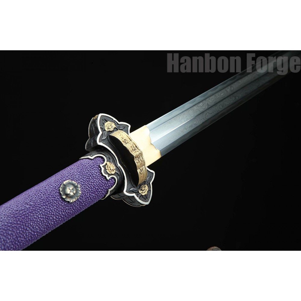 Chinese Sword Tang Dynasty Mudan Jian Hand Forged Pattern Steel With ...