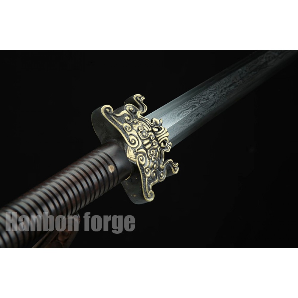 Chinese Jian Sword Hand Forged Clay Tempered Pattern Steel Traditional ...