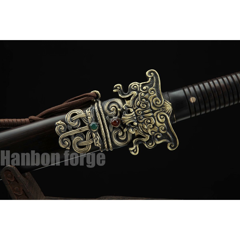 Chinese Jian Sword Hand Forged Clay Tempered Pattern Steel Traditional ...