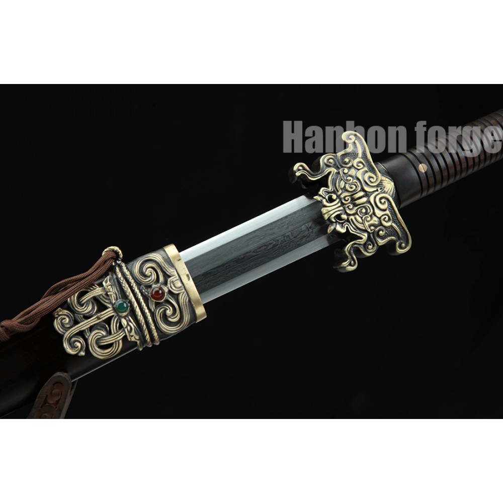Chinese Jian Sword Hand Forged Clay Tempered Pattern Steel Traditional ...