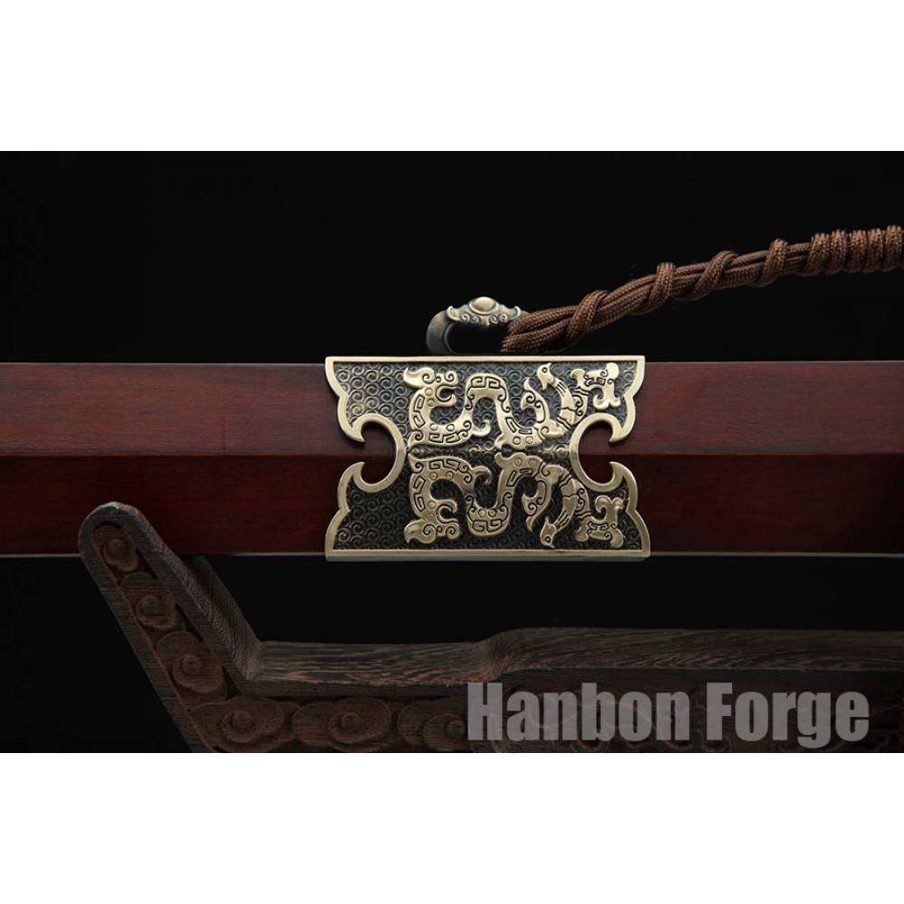 Chinese Jian Dragon Sword Fully Handmade Folded Pattern Steel With Clay ...