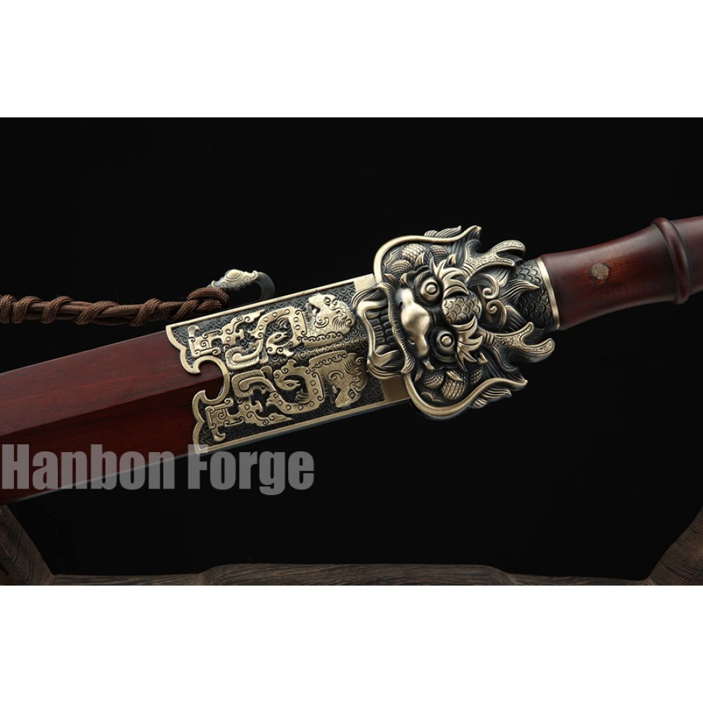 Chinese Jian Dragon Sword Fully Handmade Folded Pattern Steel With Clay ...