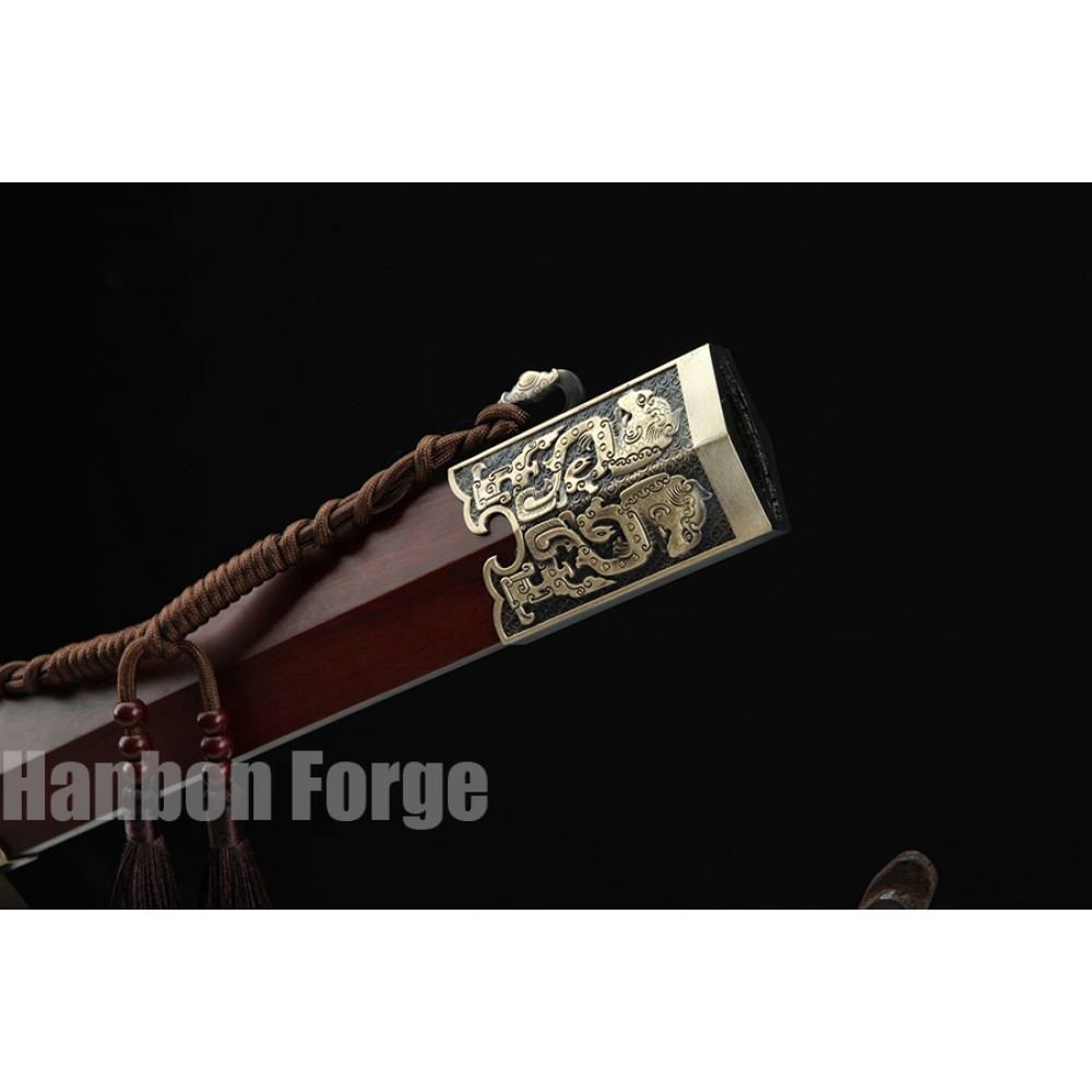 Chinese Jian Dragon Sword Fully Handmade Folded Pattern Steel With Clay ...