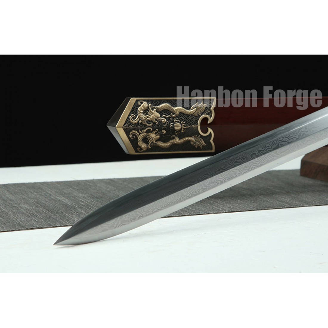 Chinese Jian Dragon Sword Fully Handmade Folded Pattern Steel With Clay ...