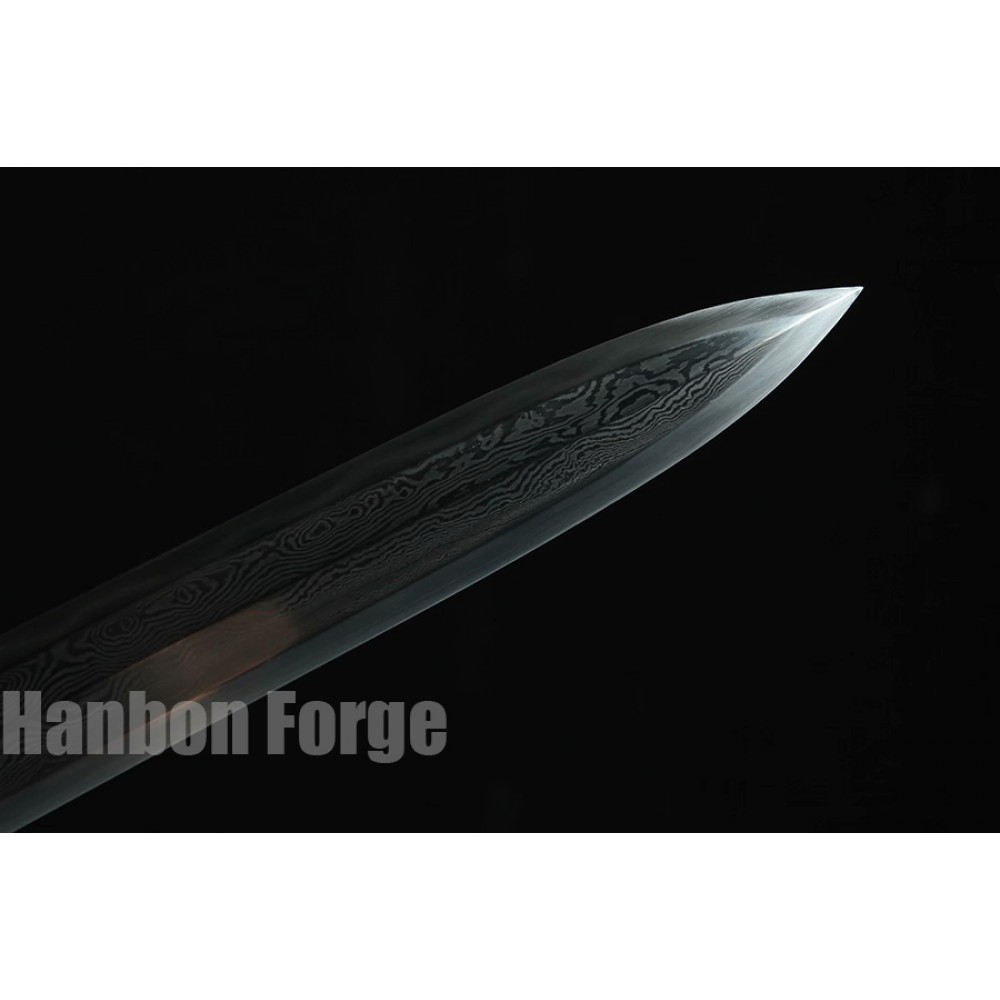 Chinese Jian Dragon Sword Fully Handmade Folded Pattern Steel With Clay ...