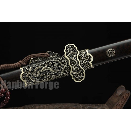 Folded Pattern Steel Clay Tempered Blade Chinese Eight Immortals Dao Sword