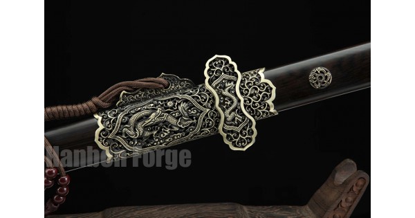 Chinese Tang Dao Sword Dragon Theme Fully Handmade Pattern Steel Real ...