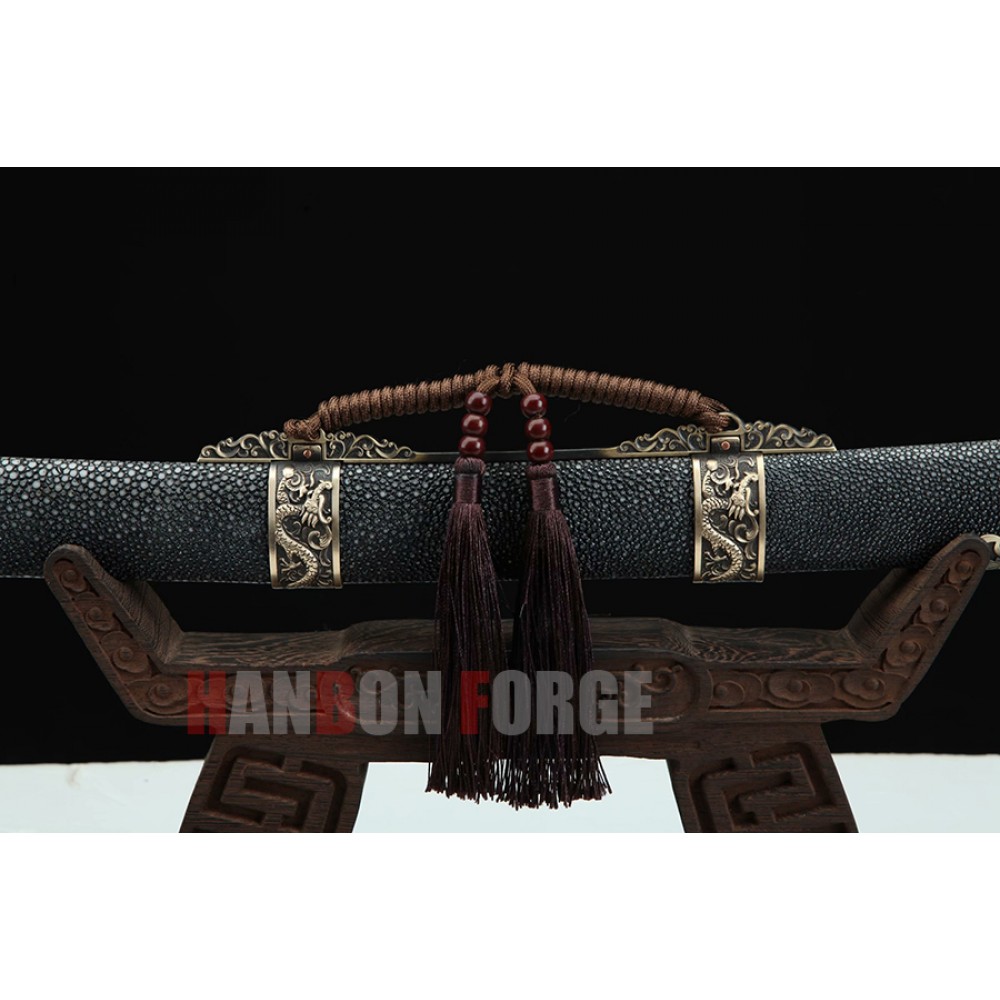 Chinese Dragon Qing Dao Sword - Clay Tempered Pattern Steel | HanBon Forge
