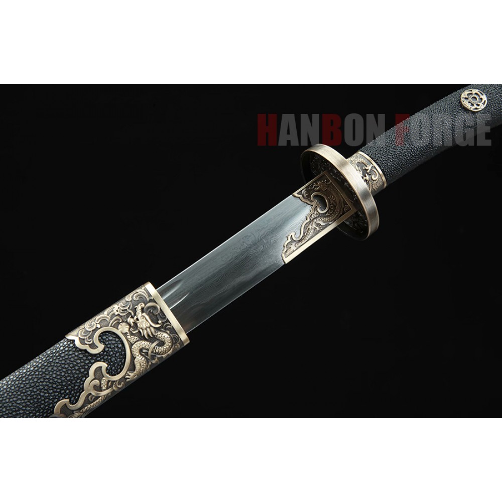 Chinese Dragon Qing Dao Sword - Clay Tempered Pattern Steel | HanBon Forge