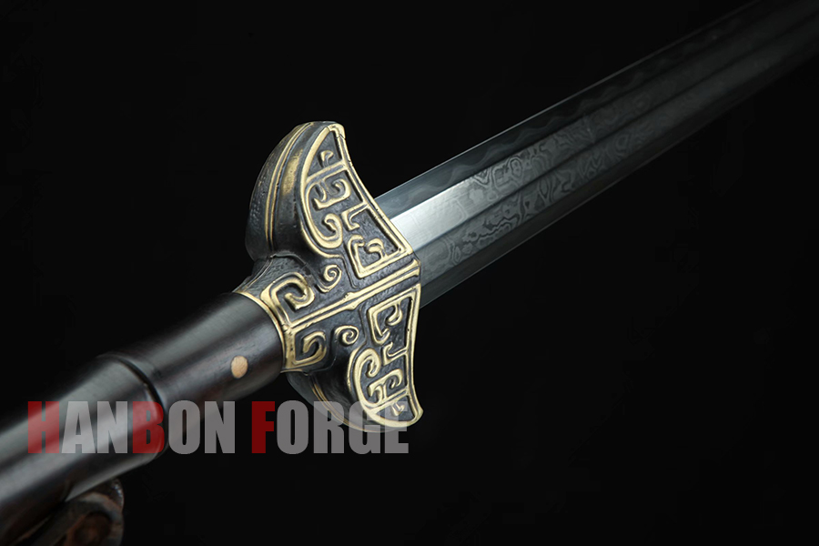 Chinese Tiangang jian sword fully handmade polished pattern steel with ...