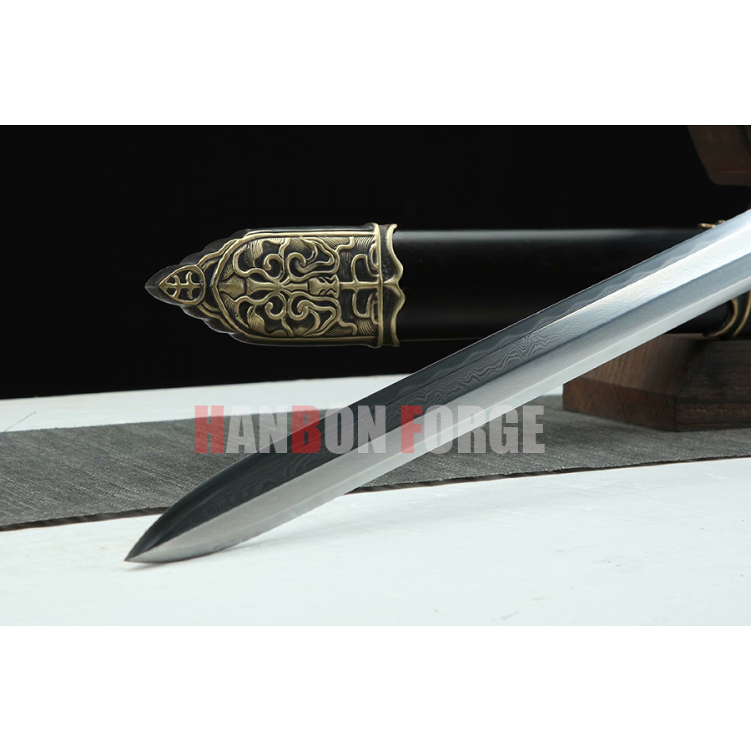 Chinese Tiangang jian sword fully handmade polished pattern steel with ...