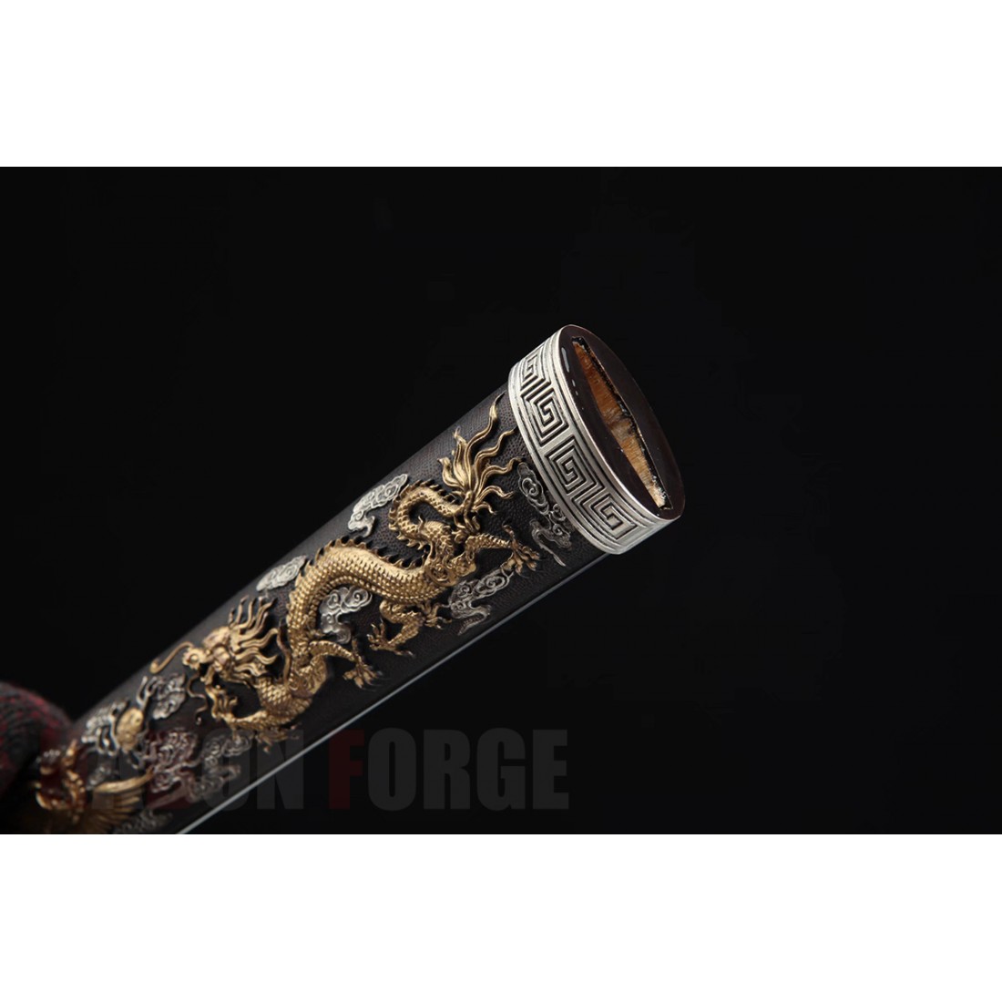 Dragon-Phoenix Tang Jian – 12″ Folded Steel Chinese Sword with Dragon ...