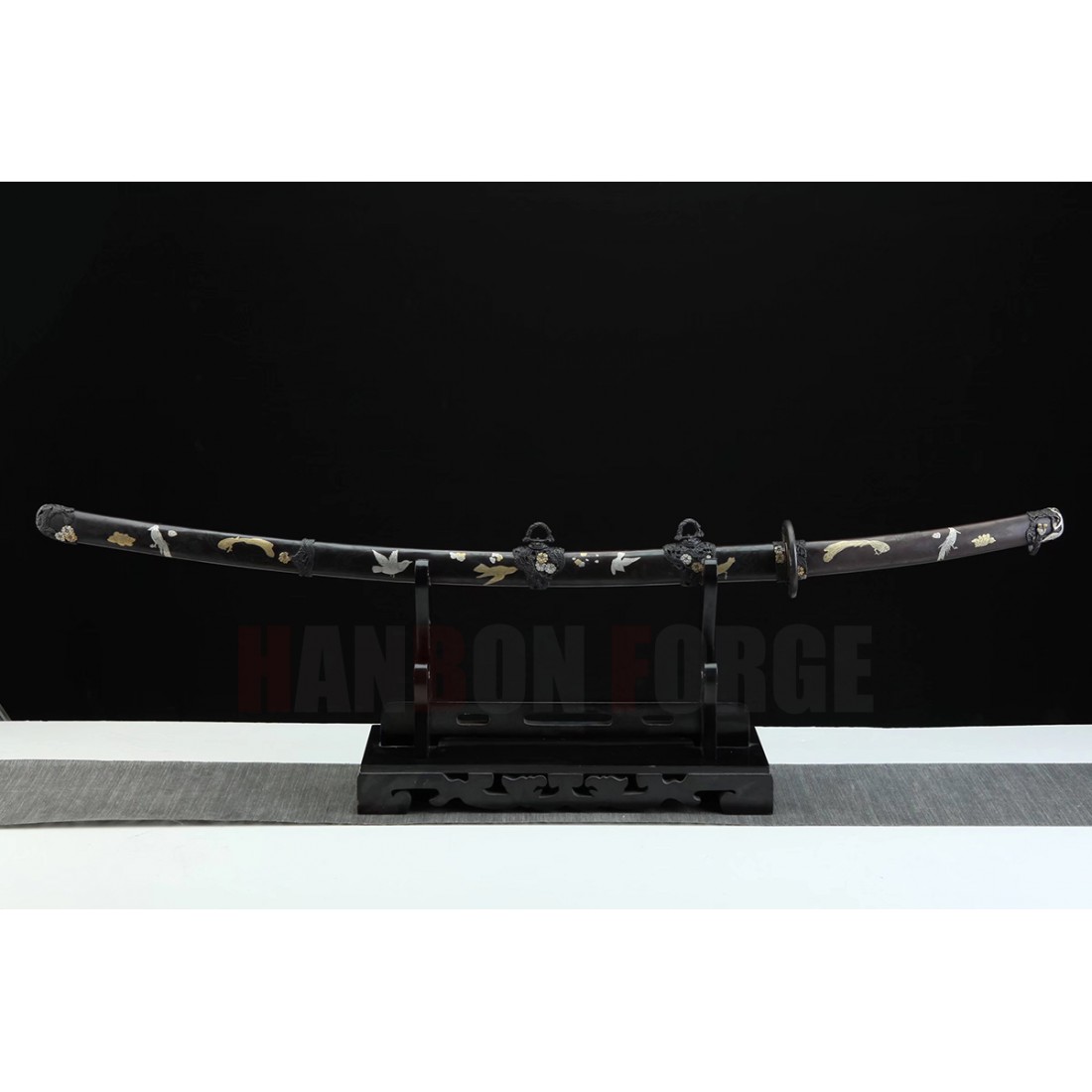 Japanese Tachi Sword Folded Steel Clay Tempered Full Tang Blade Magpie ...