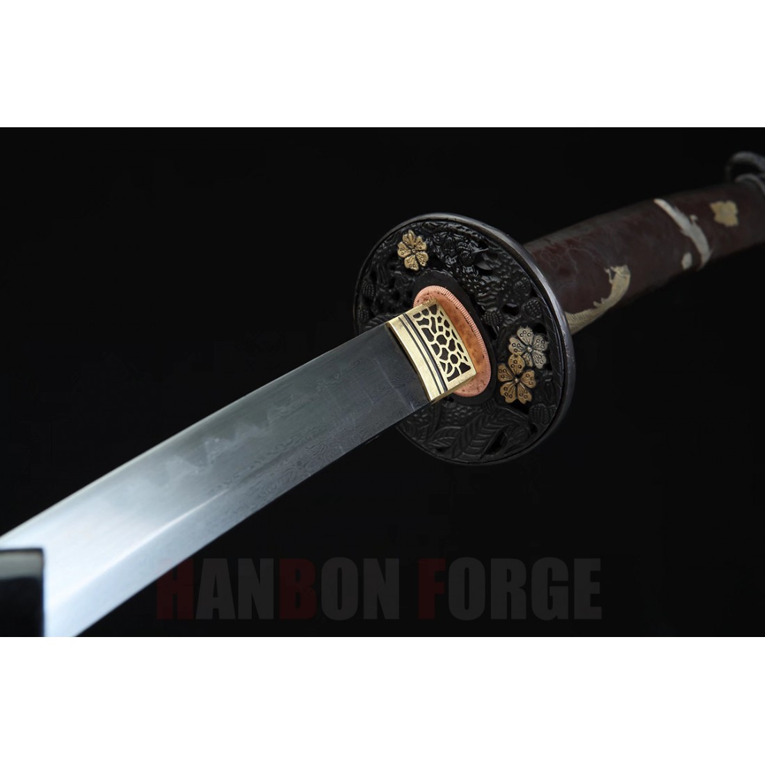 Japanese Tachi Sword Folded Steel Clay Tempered Full Tang Blade Magpie ...