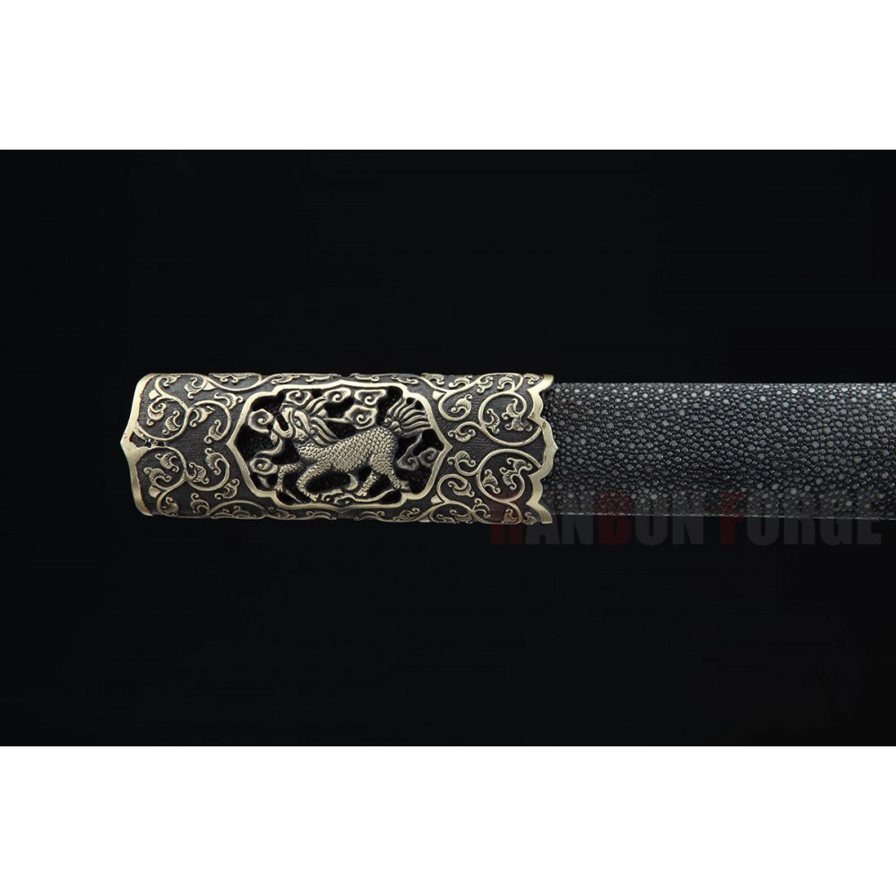 Chinese Kirin Auspicious Tang Jian Folded Steel With Clay Tempered ...