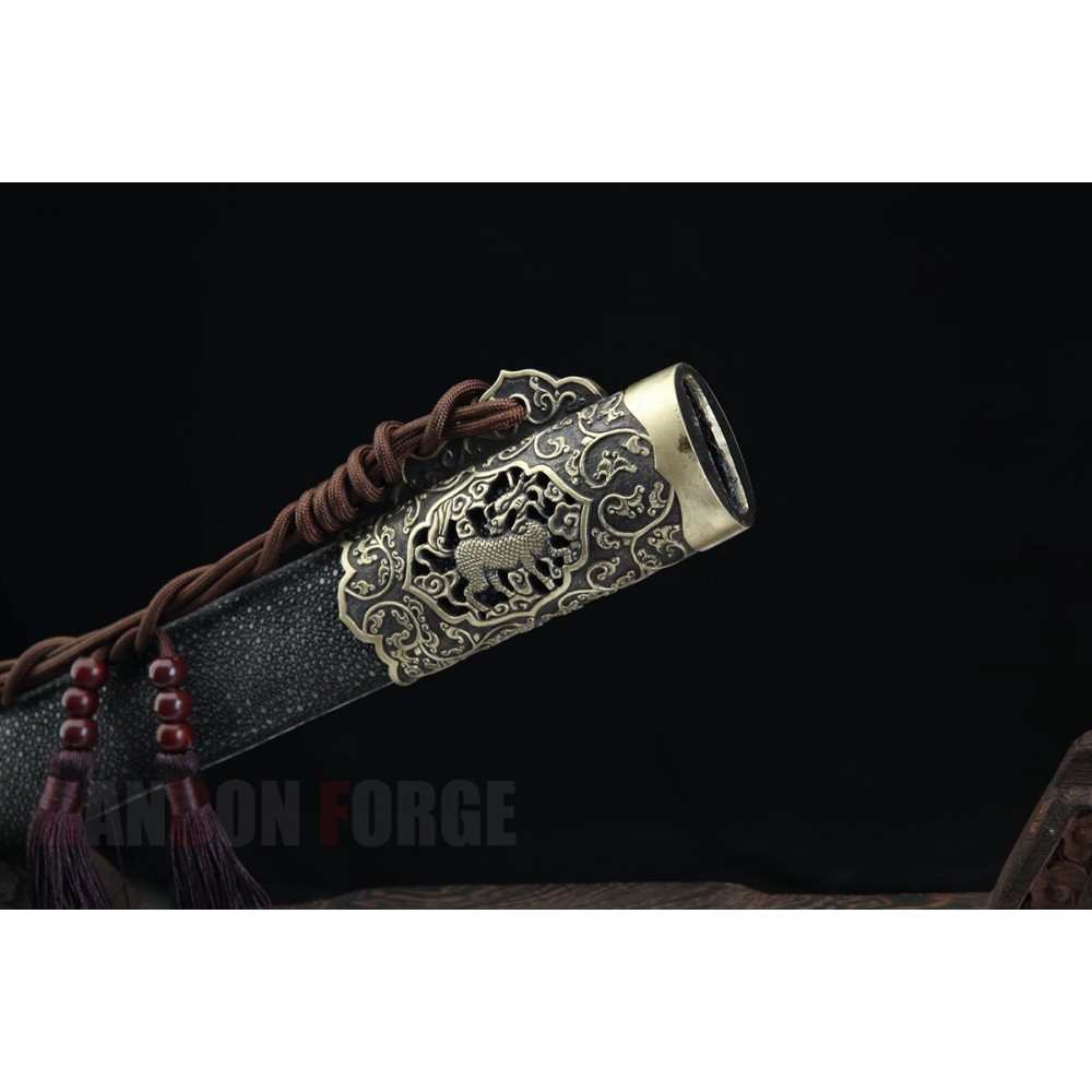 Chinese Kirin Auspicious Tang Jian Folded Steel With Clay Tempered ...