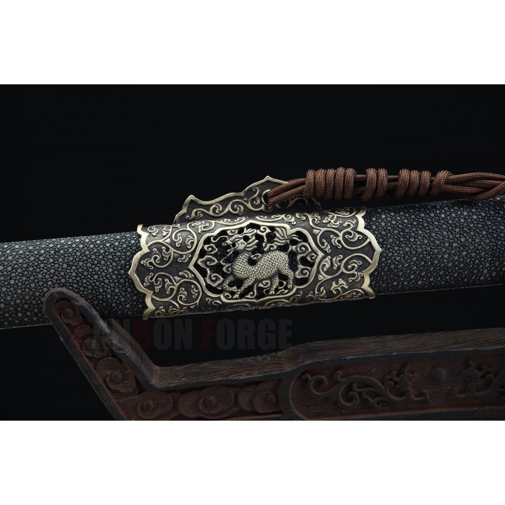 Chinese Kirin Auspicious Tang Jian Folded Steel With Clay Tempered ...