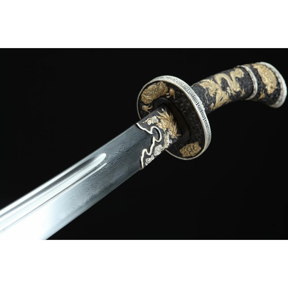 Chinese Dao Sword Three Colors Copper Folded Pattern Steel Full Tang ...