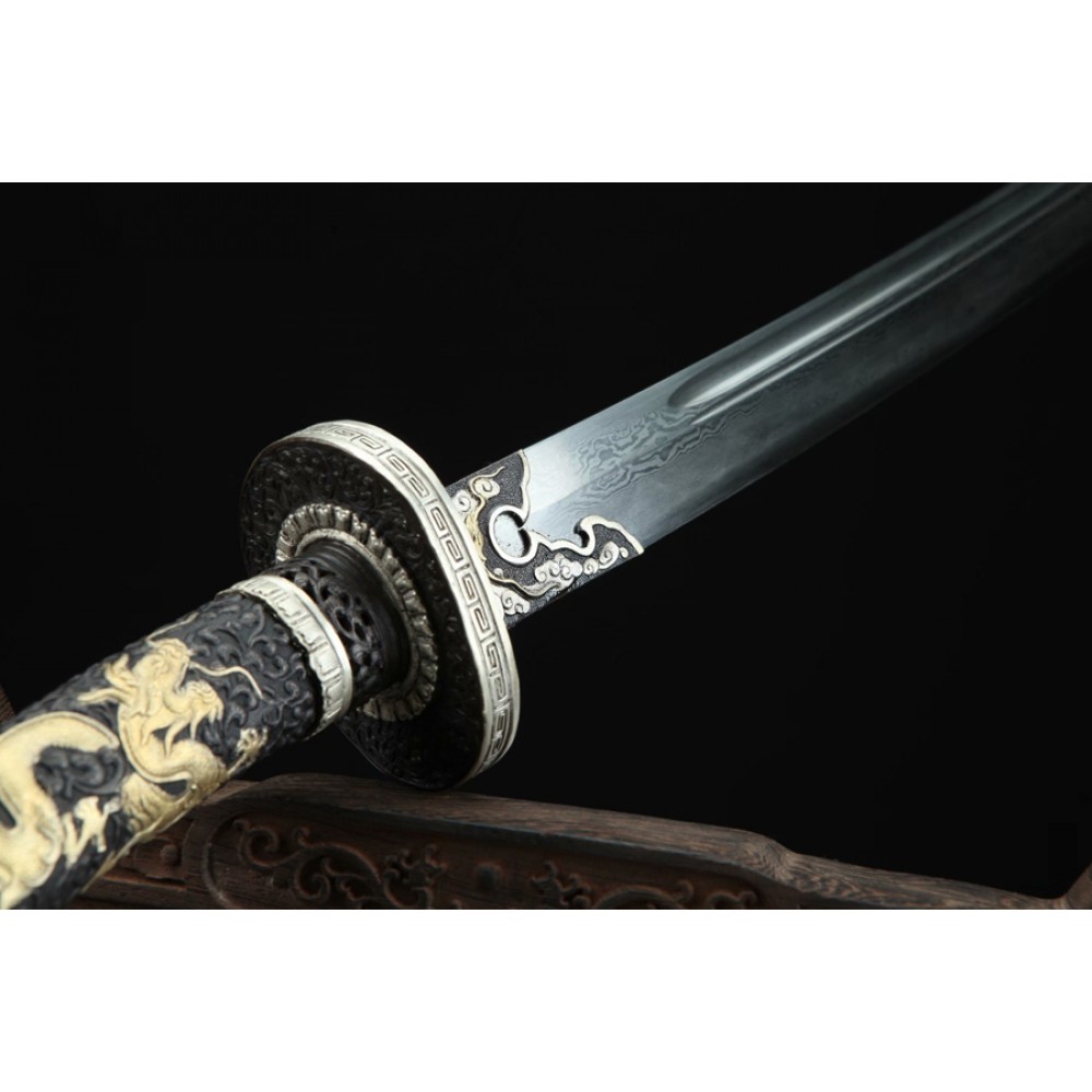 Chinese Dao Sword Three Colors Copper Folded Pattern Steel Full Tang ...