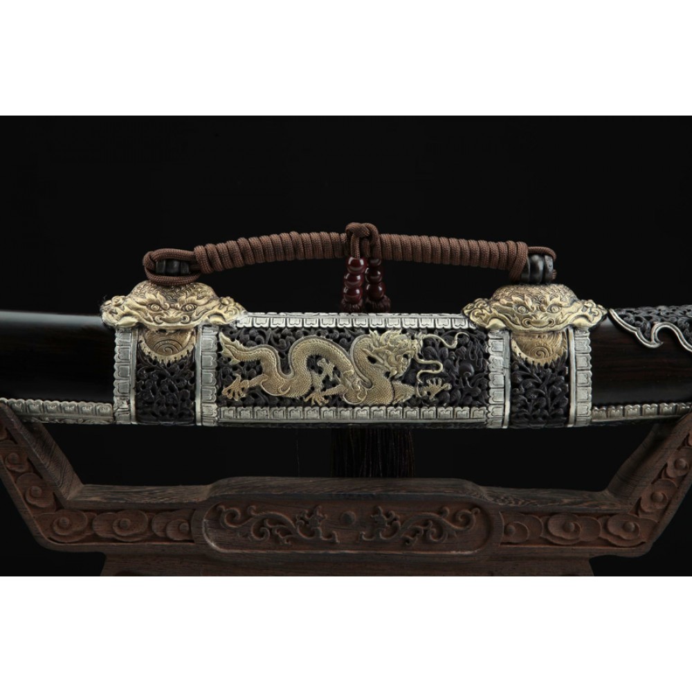 Chinese Dao Sword Three Colors Copper Folded Pattern Steel Full Tang ...