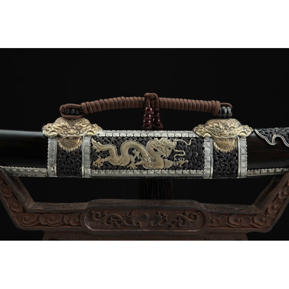 Chinese Dao Sword Three Colors Copper Folded Pattern Steel Full Tang ...