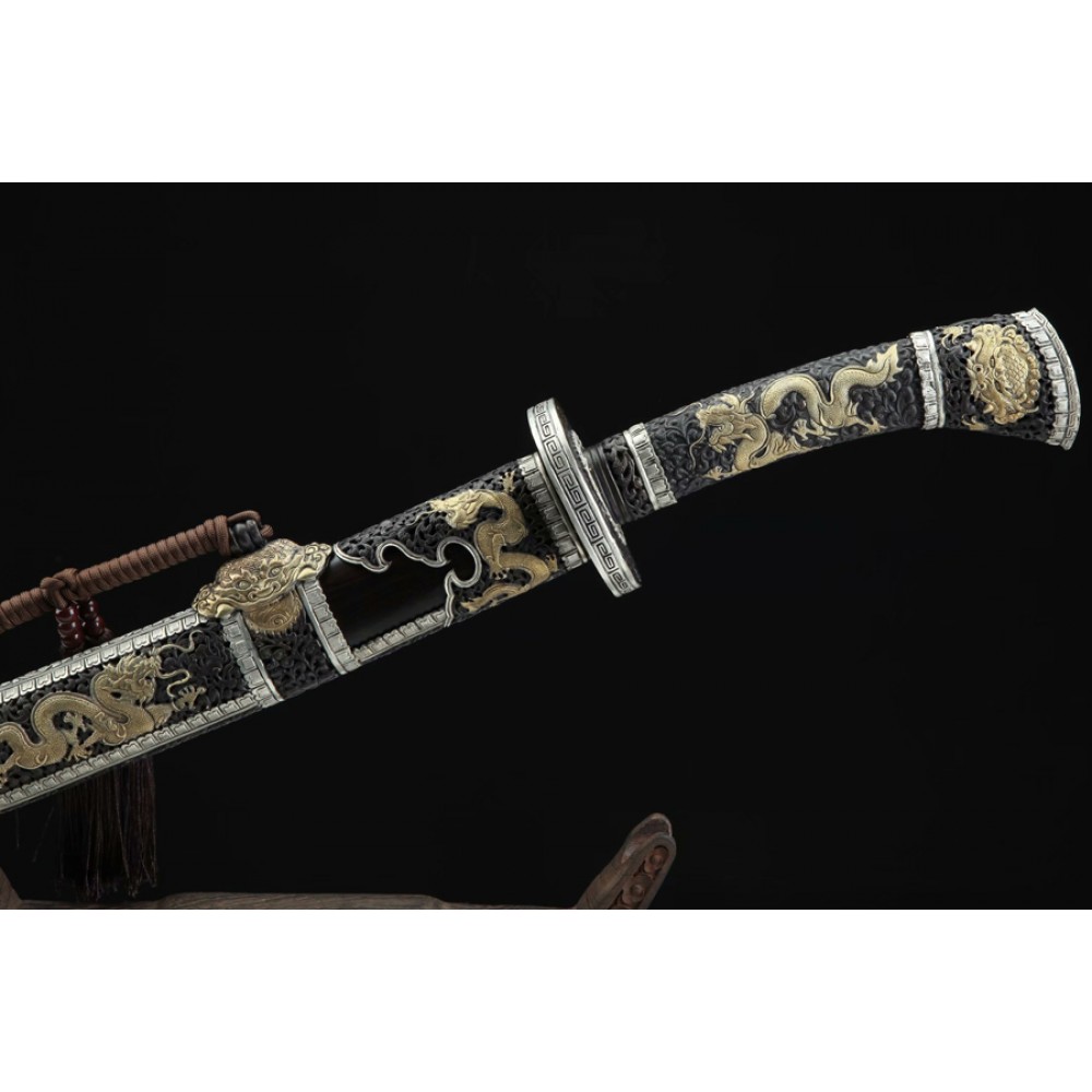 Chinese Dao Sword Three Colors Copper Folded Pattern Steel Full Tang ...