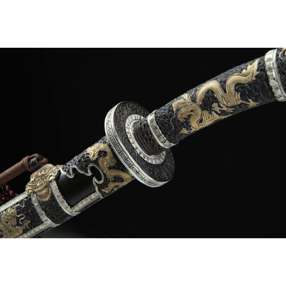 Chinese Dao Sword Three Colors Copper Folded Pattern Steel Full Tang ...