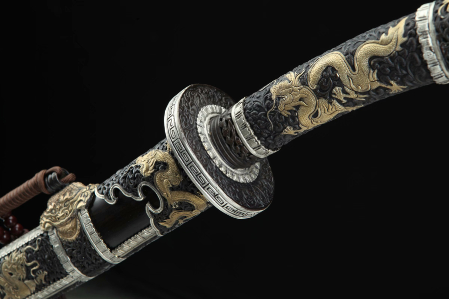 Chinese Dao Sword Three Colors Copper Folded Pattern Steel Full Tang ...