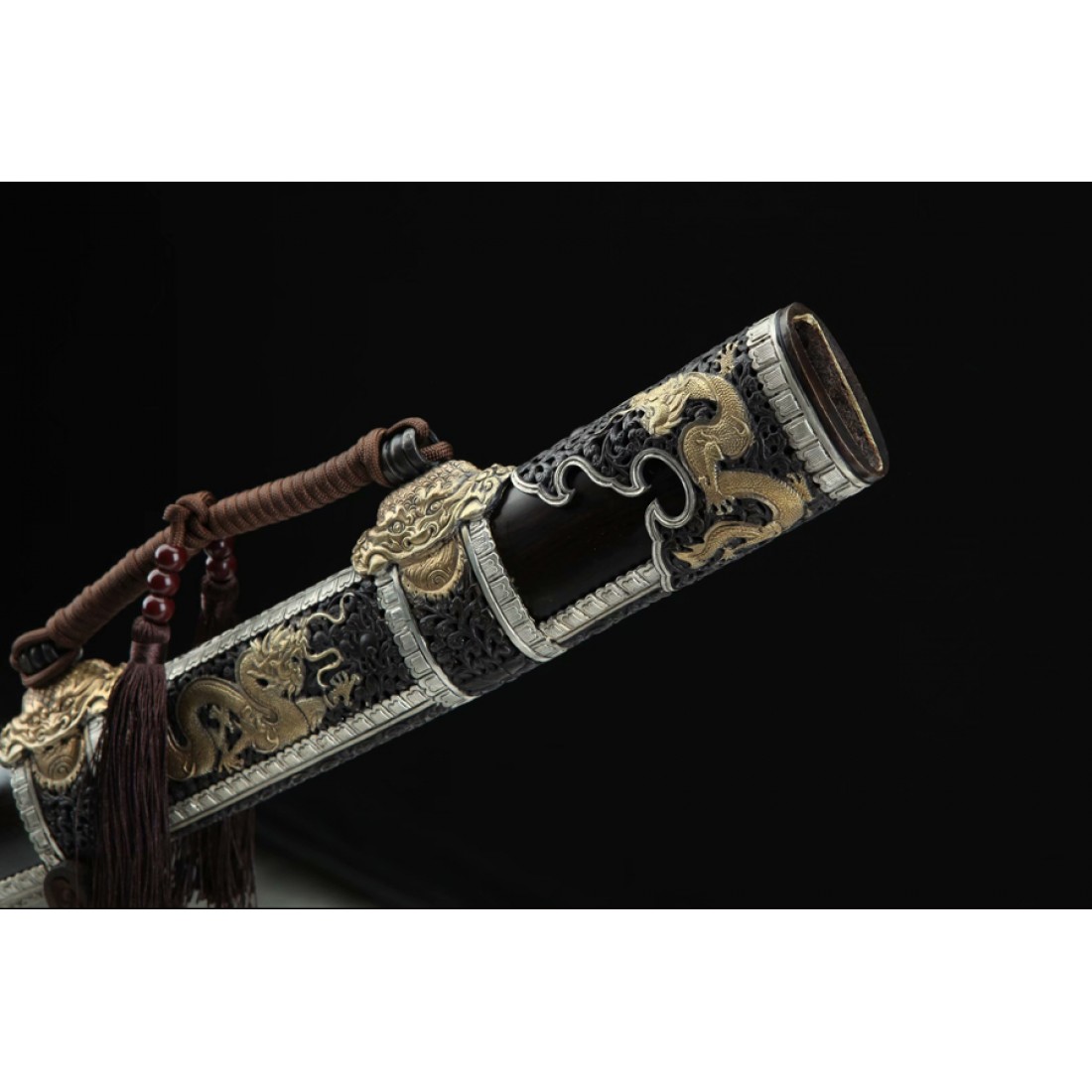 Chinese Dao Sword Three Colors Copper Folded Pattern Steel Full Tang ...