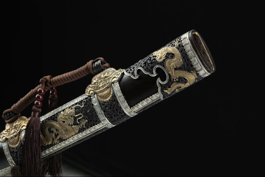 Chinese Dao Sword Three Colors Copper Folded Pattern Steel Full Tang ...