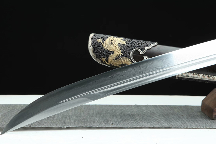 Chinese Dao Sword Three Colors Copper Folded Pattern Steel Full Tang ...