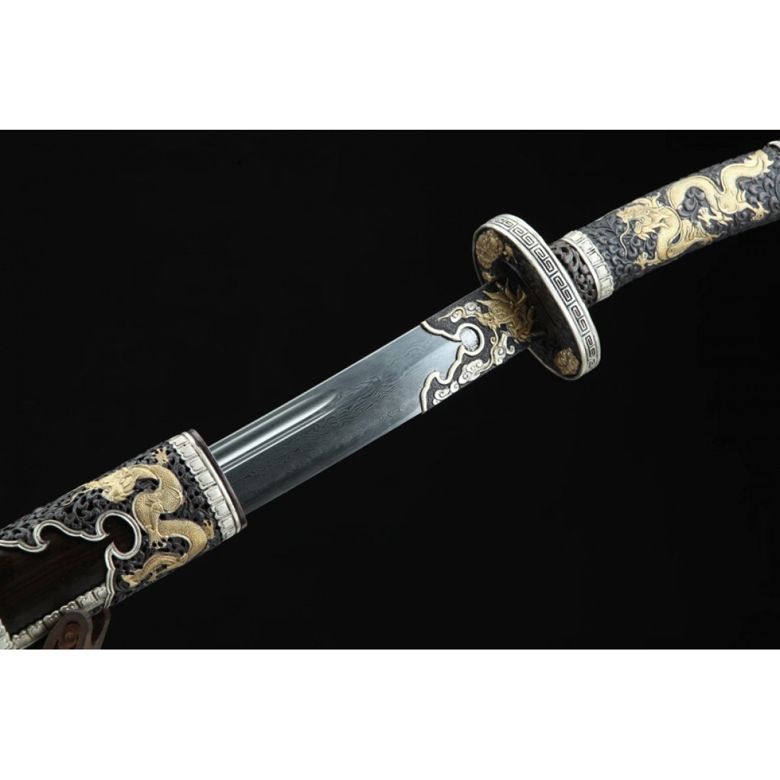 Chinese Dao Sword Three Colors Copper Folded Pattern Steel Full Tang ...