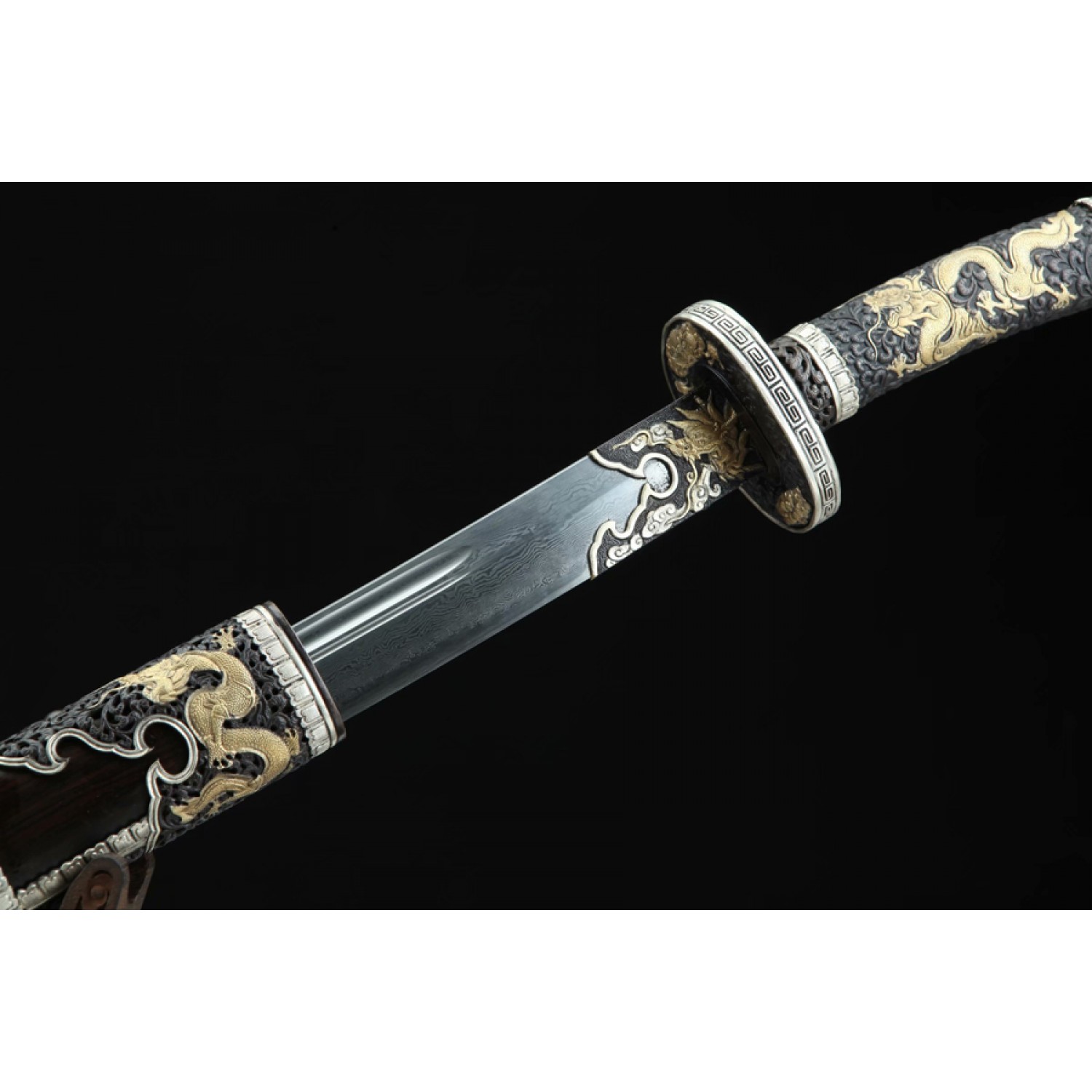 Chinese Dao Sword Three Colors Copper Folded Pattern Steel Full Tang ...