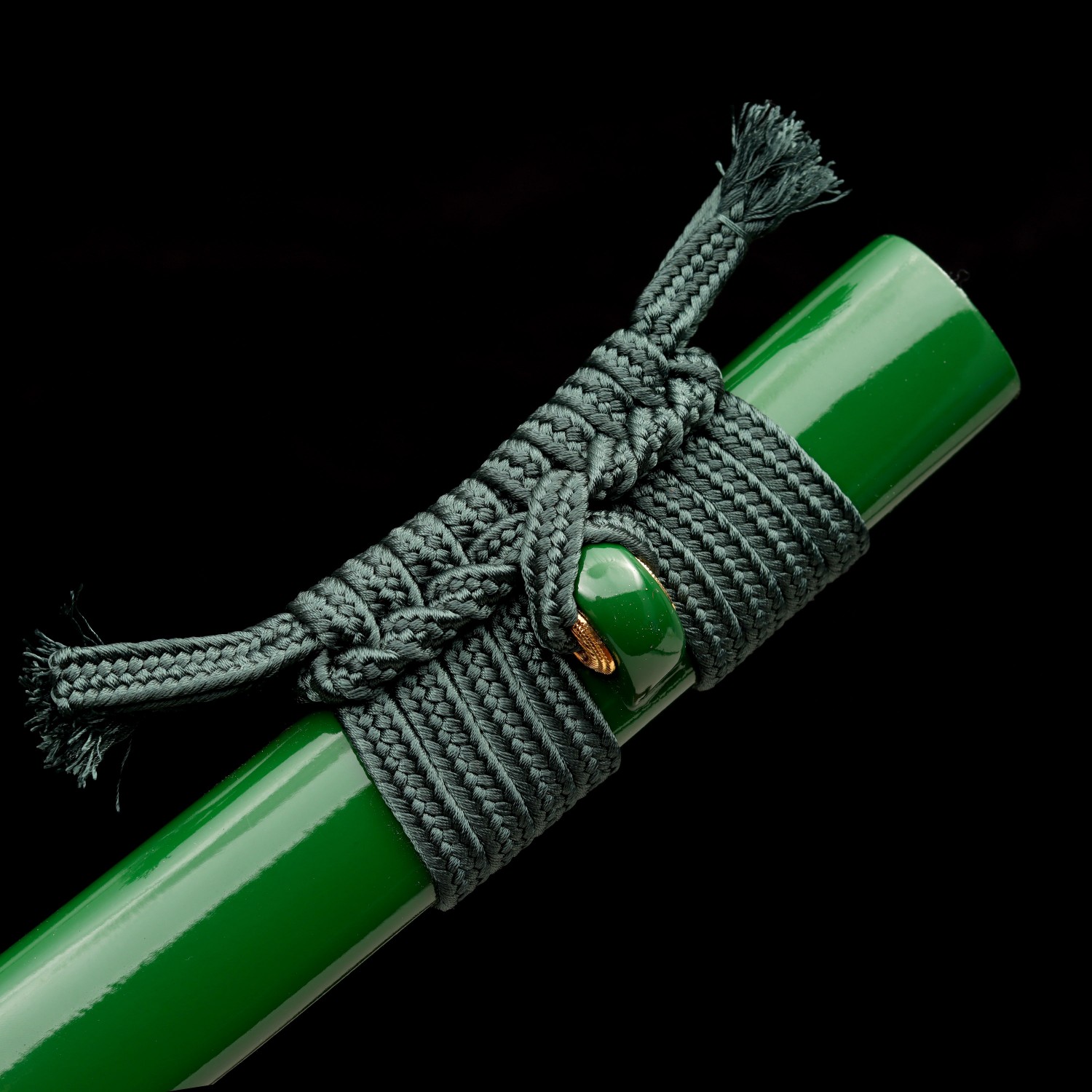 1095 High Carbon Steel Katana – Green Tsuka-Ito, Bamboo Tsuba, Mirror ...