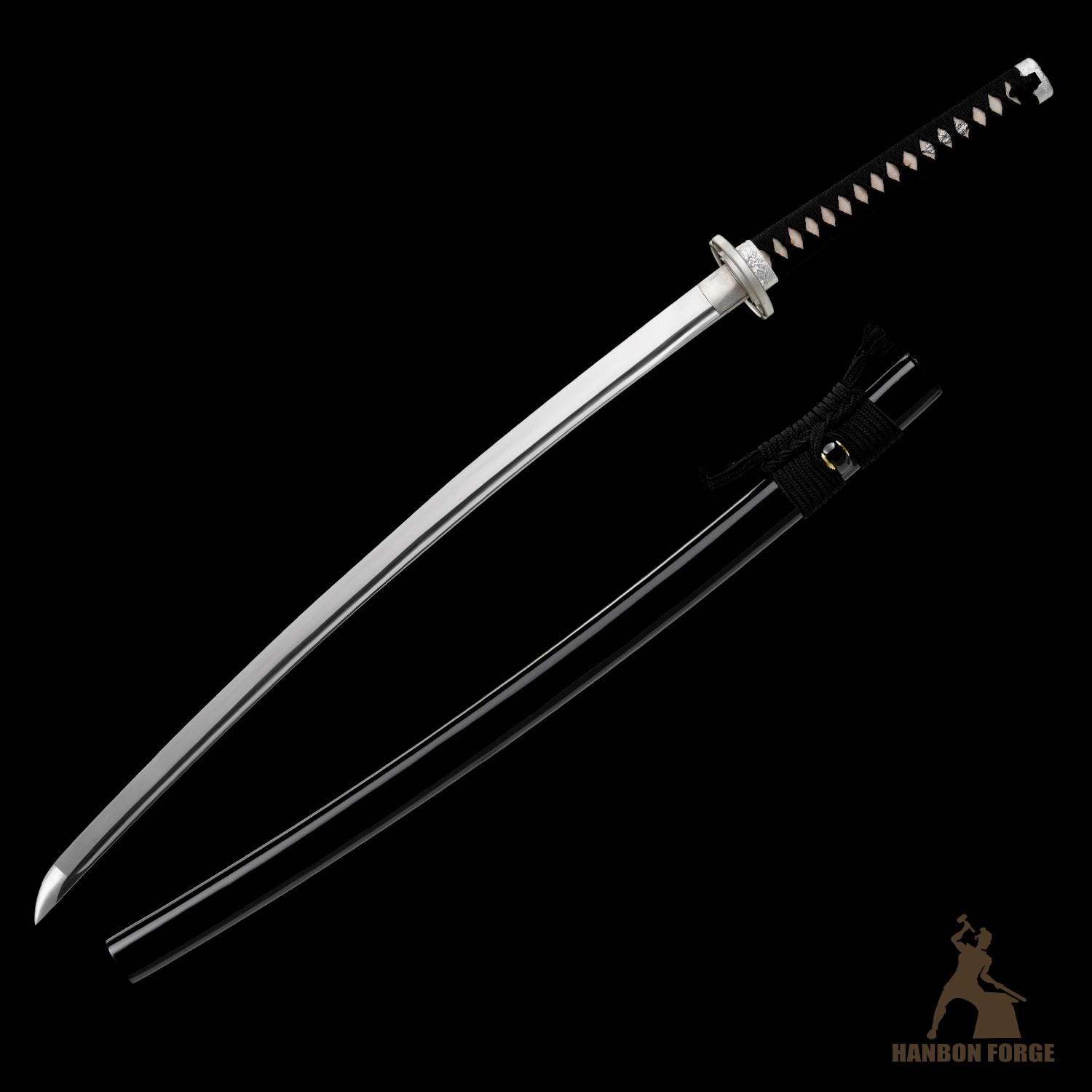 Handmade T10 Steel Katana Sword – Shinogi-Zukuri, Silver Musashi Fittings