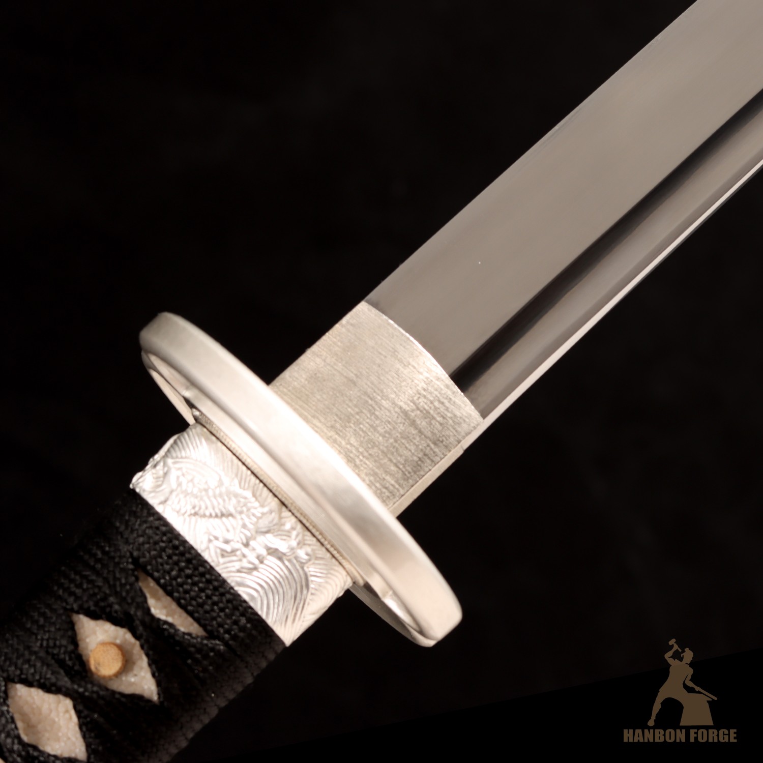Handmade T10 Steel Katana Sword – Shinogi-Zukuri, Silver Musashi Fittings