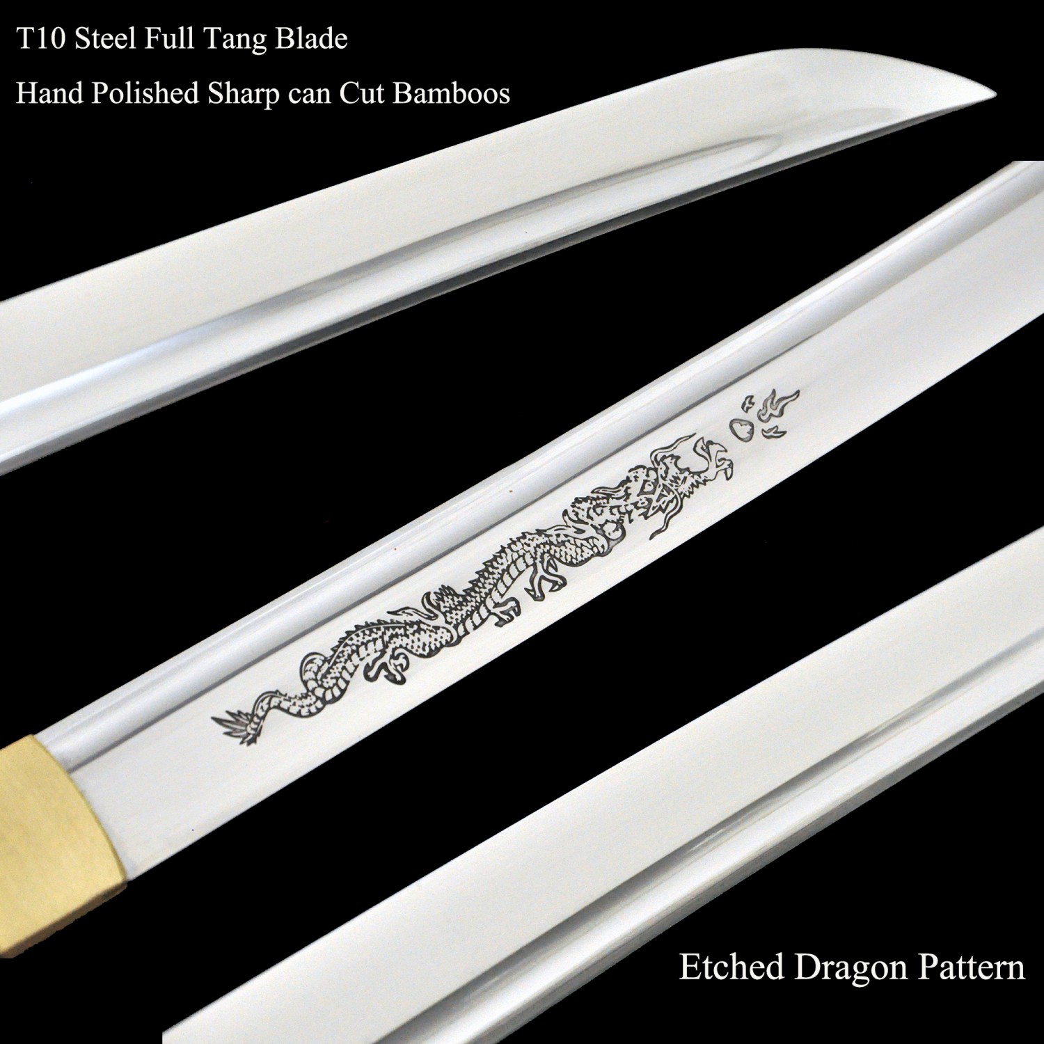 HanBon Forged Japanese Samurai Sword Real Dragon Katana T10 Steel Full ...
