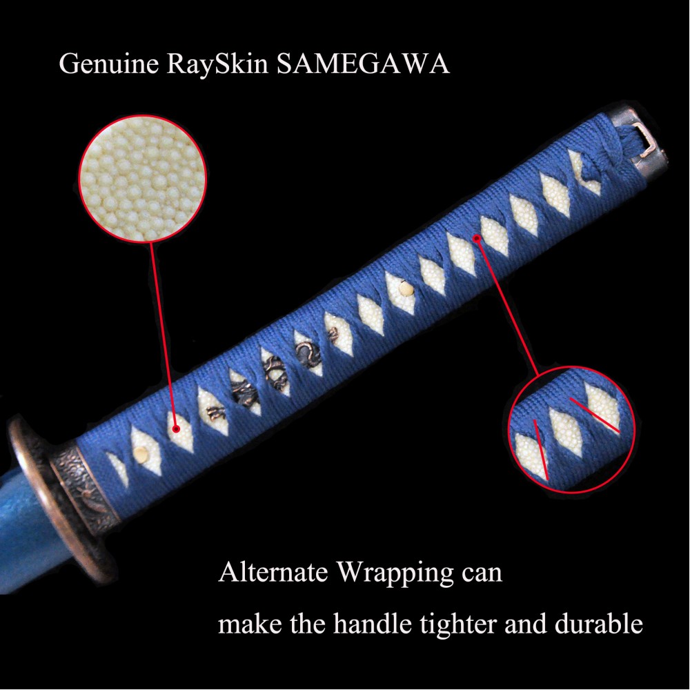 HanBon Forged Blue Samurai sword Japanese Dragon Katana Real T10 Steel ...