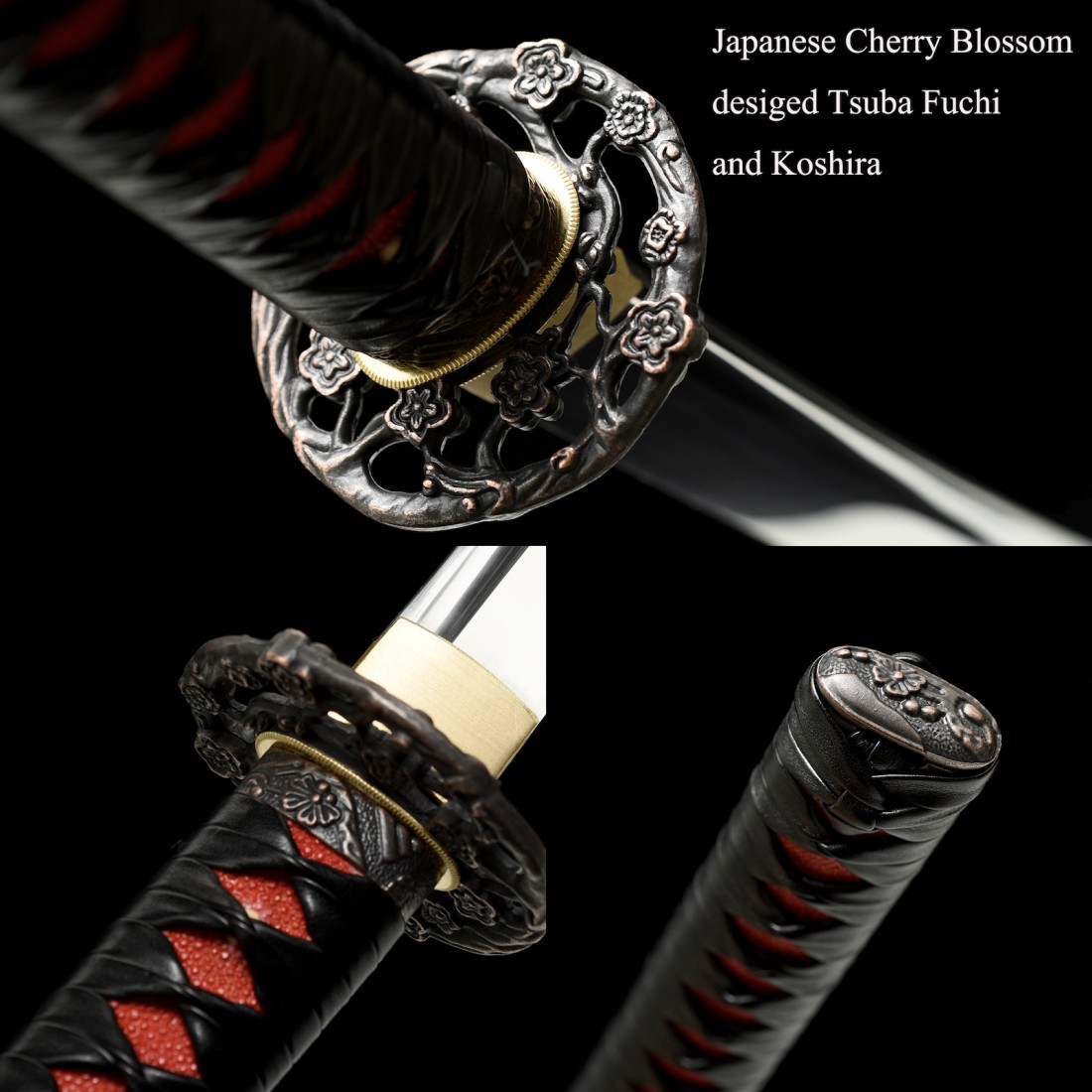 Handmade 1060 High Carbon Steel Katana – Red Rayskin Samurai Sword