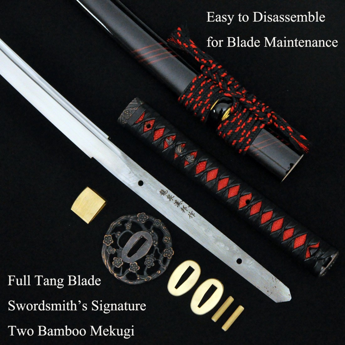 Handmade 1060 High Carbon Steel Katana – Red Rayskin Samurai Sword