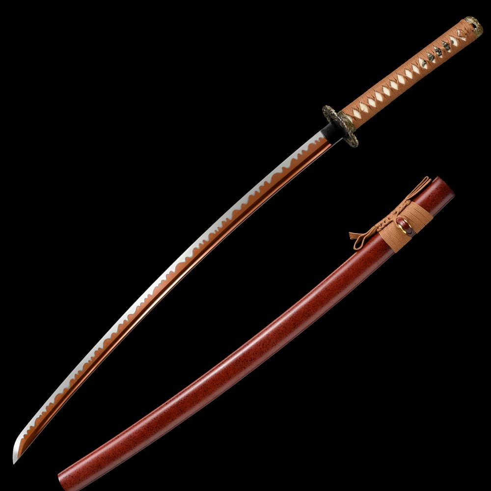 HanBon Forge Samurai Katana Sword Real T10 steel Full Tang Red Blade ...